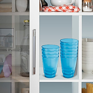 Acrimet Plastic Cup, Reusable, 10oz | 300ml, Tumbler Water, Machine Washable, Stackable Beverage Tumblers, Drinking Cup, Shatterproof, Durable (Blue Color) (Set of 10)