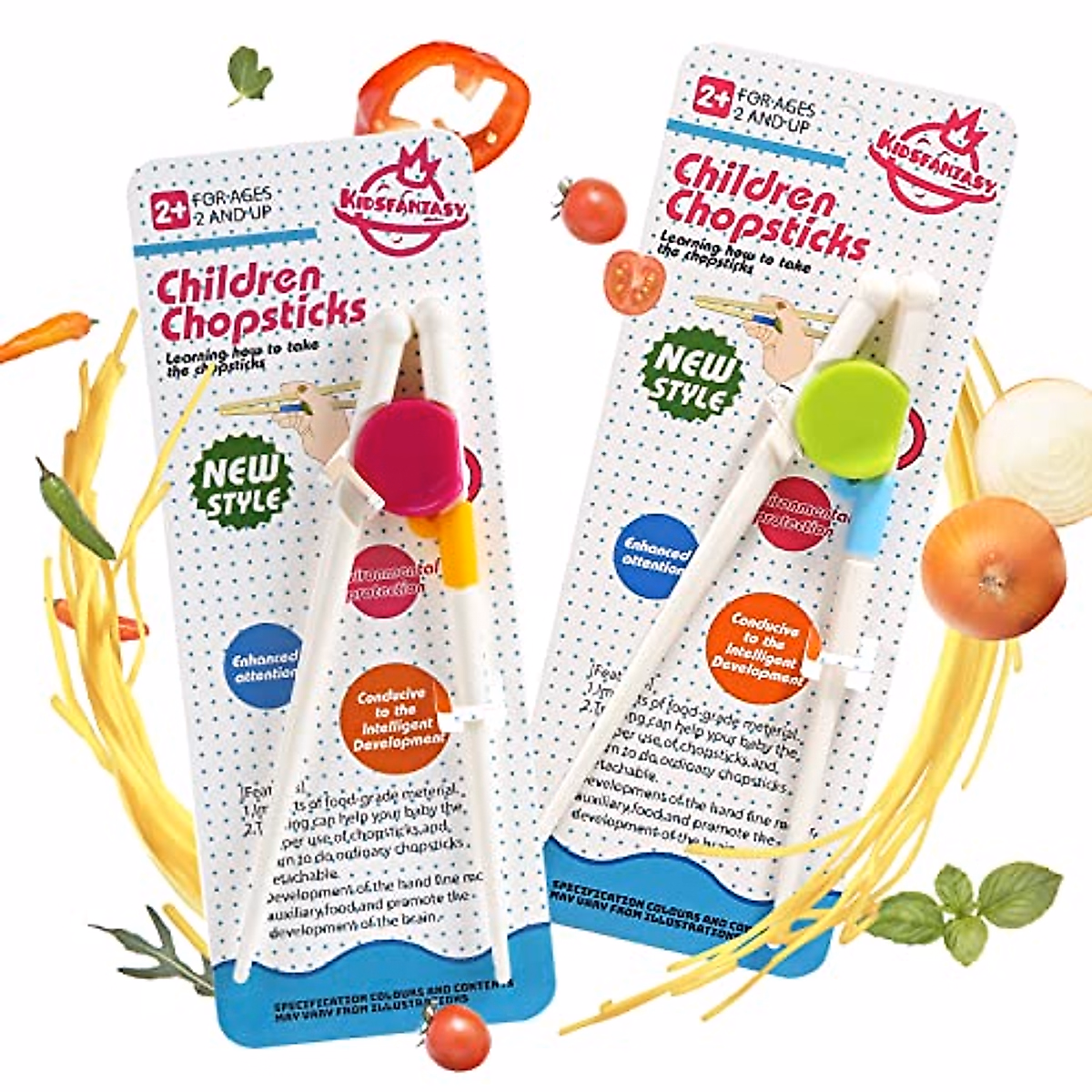 Kidsfantasy Kids Chopsticks, 2 Pairs Kids Training Chopsticks Reusable Toddler Chopsticks for Baby Children