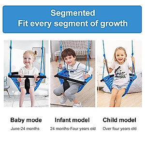 ROPECUBE Toddler Swing & 2-in-1Baby Swing - Adjustable Rope Swing Seat for Kids Indoor & Outdoor Durable Backyard Swing Set for Infants & Toddlers (Blue)