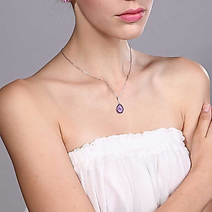 Gem Stone King 925 Sterling Silver Amethyst Teardrop Pendant Necklace For Women | 6.50 Cttw | Pear Shape 16X12MM | Gemstone Birthstone | With 18 Inch Silver Chain)