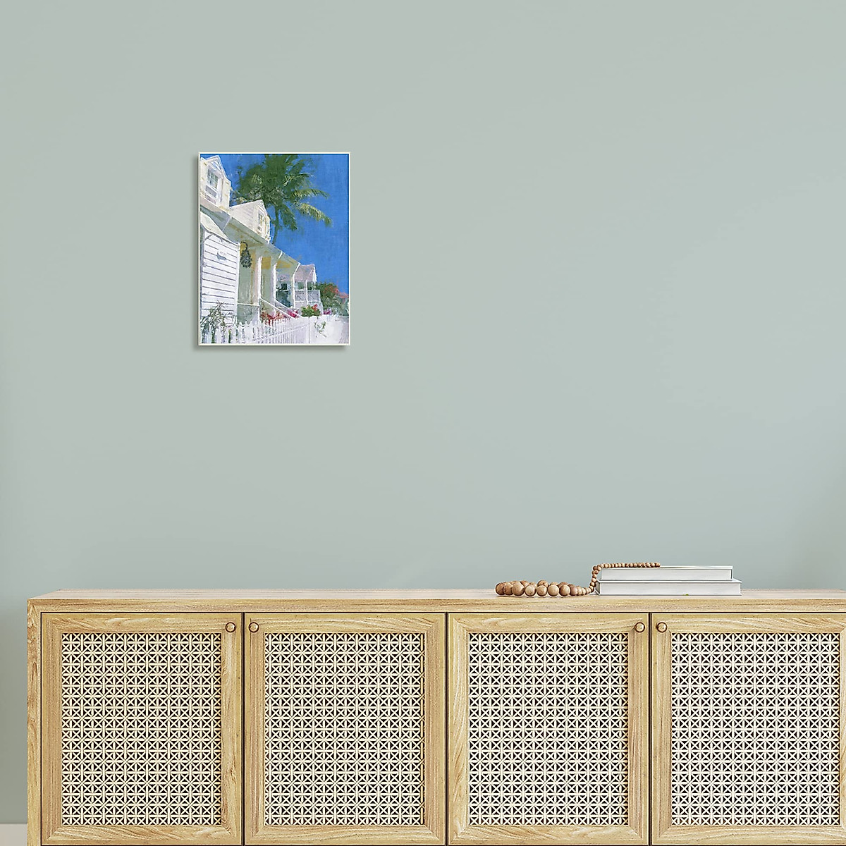 Stupell Industries Palm Tree Looming White Summer Villa Cottage, Design by Noah Bay