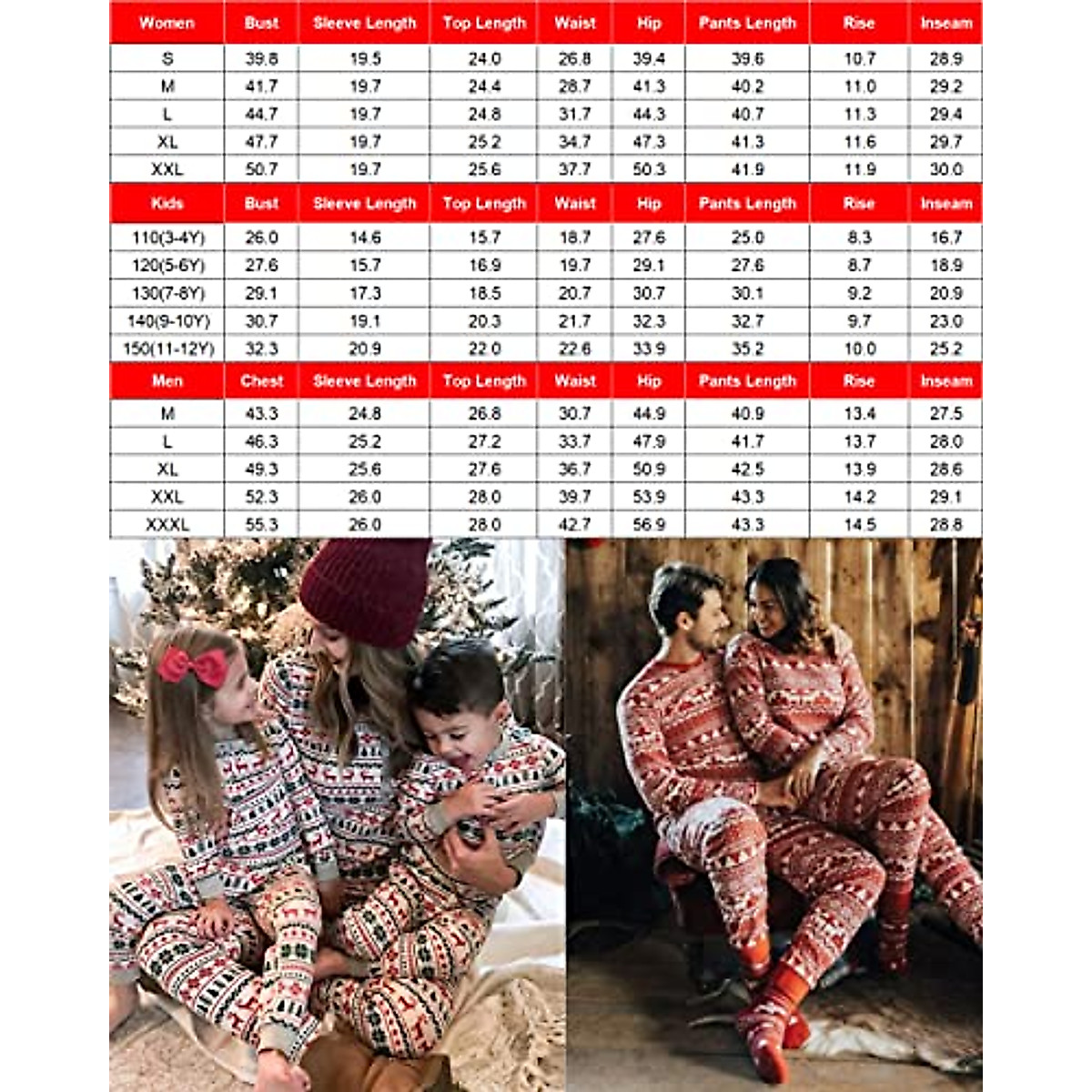 Ekouaer Matching Family Pajamas Set Christmas Pjs Holiday Sleepwear Sets Printed Long Sleeve Nightwear