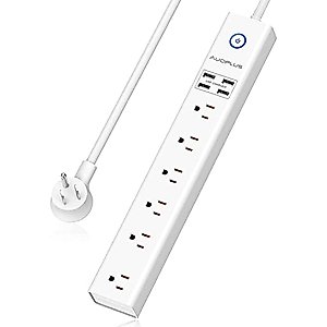 Surge Protector Power Strip with USB Ports, 10ft Extension Cord, 6 Outlets and 4 USB Ports, AUOPLUS Mountable Power Strip Flat Plug with Overload Protection, ETL Listed