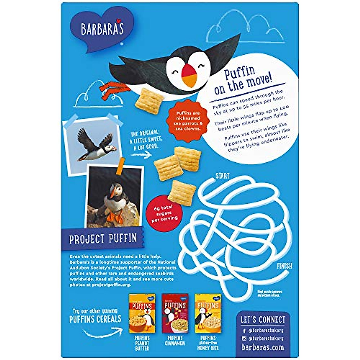 Barbara's Puffins Original Cereal, Non-GMO, Vegan, 10 Oz Box (Pack of 6)