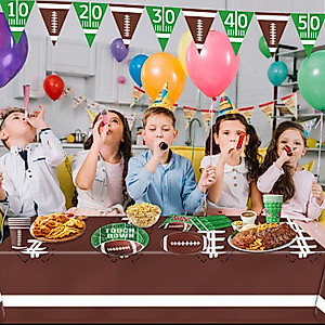 Football Party Decorations Football Party Supplies Including Paper Plates, Napkins, Tablecloth, Banner for Football Birthday Party Gameday Tailgate Party Decorations, Serve 24