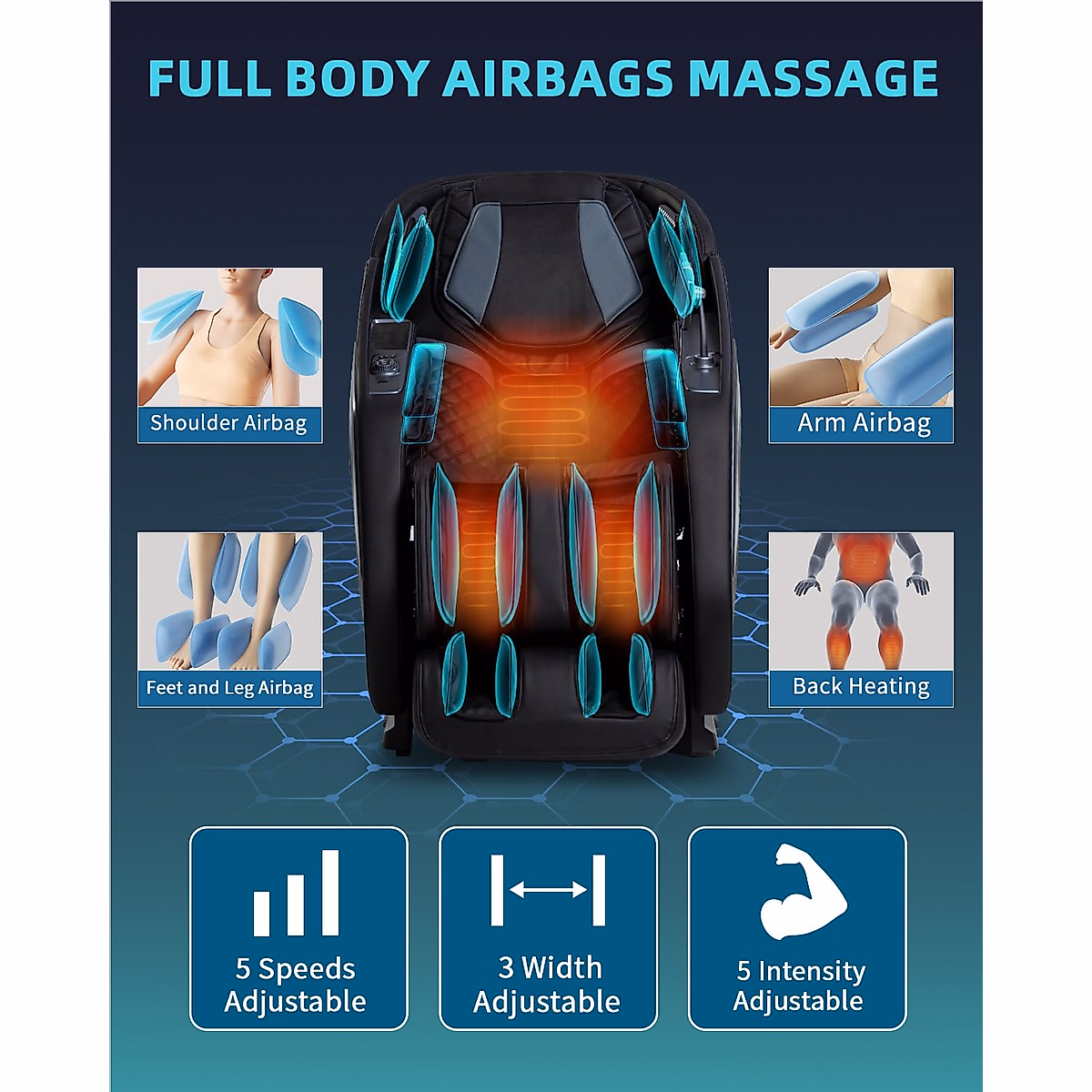RelaxRelife Full Body Zero Gravity Massage Chair with Body Scan 4D Intelligent Shiatsu Strecth Massage, Back/Leg Heated with AI Voice Control Bluetooth Speaker Airbags SL Track Massage Black