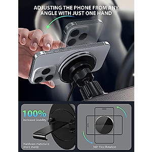 UGDLUCK for Magsafe Car Mount Charger, 15W Magnetic Wireless Car Charger with 8 RGB LED Backlit Magnetic Car Phone Holder Mount for iPhone 15 14 13 12