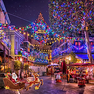 JMEXSUSS 2 Pack Solar String Light 100LED 32.8ft 8 Modes Solar Christmas Lights Waterproof for Gardens, Wedding, Party, Homes, Christmas Tree, Curtains, Outdoors (Multicolor)