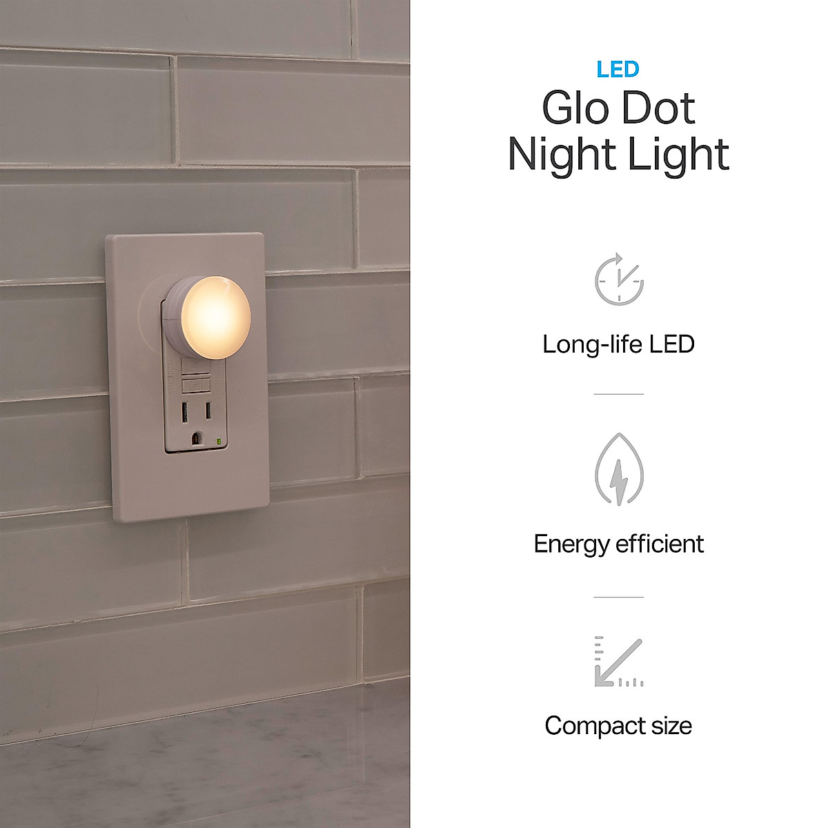 Lights By Night, Mini LED Night Light, Plug-In, Dusk to Dawn Sensor, Warm White, Compact, UL-Certified, Ideal for Bedroom, Bathroom, Nursery, Hallway, Kitchen, 45176, 6 Pack