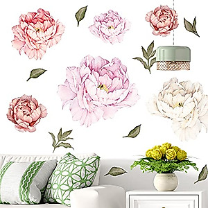 Removable Creative 3D Flower Wall Decal DIY Flowers Wall Decor Floral Wall Peel and Stick Sticker for Girls Teens Nursery Babys Bedroom Living Room Home Offices Kids Room Decoration (Peony)