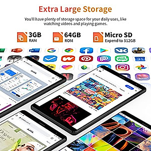 Headwolf 8 inch Tablet, FPad 1 Android 11 Tablet, 3GB RAM 64GB ROM 512GB TF Expand, Quad-Core A75 Processor HD Display Dual Camera Tablet, Long Battery Life, 5G WiFi, GPS, Bluetooth 5.0