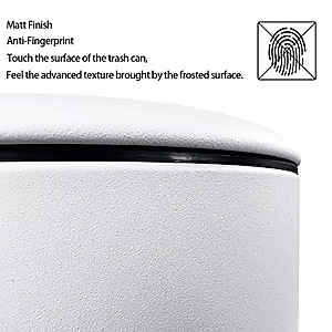 SIDIANBAN Round Trash Can with Lid, 1.3 Gallon Step Trash Bin, Small Garbage Container Bin with Removable Inner Wastebasket for Bathroom Bedroom, Powder Room, Office, Anti-Fingerprint Finish(White)
