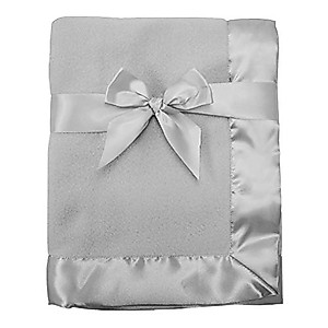 TL Care Fleece Blanket 30” X 40“ with 2” Satin Trim, Gray, for Boys and Girls