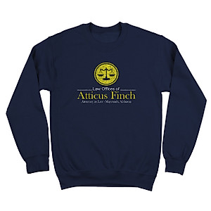 Atticus Finch Law Offices Funny Retro Classic Book Humor Mens Sweatshirt Medium Navy
