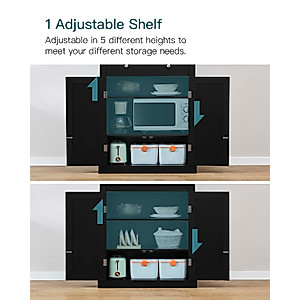 usikey 72” Kitchen Pantry Cabinet, Tall Storage Cabinet with 4 Doors and 1 Drawer, Freestanding Cupboard with 6 Hanging Shelves and Adjustable Shelves for Kitchen, Dining Room,Living Room, Black