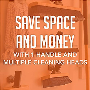 SWOPT 10” Premium Rough Surface Scrub Brush + 60" EVA Foam Comfort Grip Wooden Handle, Combo — Stiff Bristle Cleaning Brush with Interchangeable Long Handle — Clean Outdoor Surfaces Comfortably