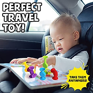 BUNMO Sensory Suction Bath Toys 10pcs | Connect, Build, Create | Mold Free Bath Toys | Hours of Fun & Creativity | Montessori Toys | Sensory Toys | Baby Easter Basket Stuffers for Babies