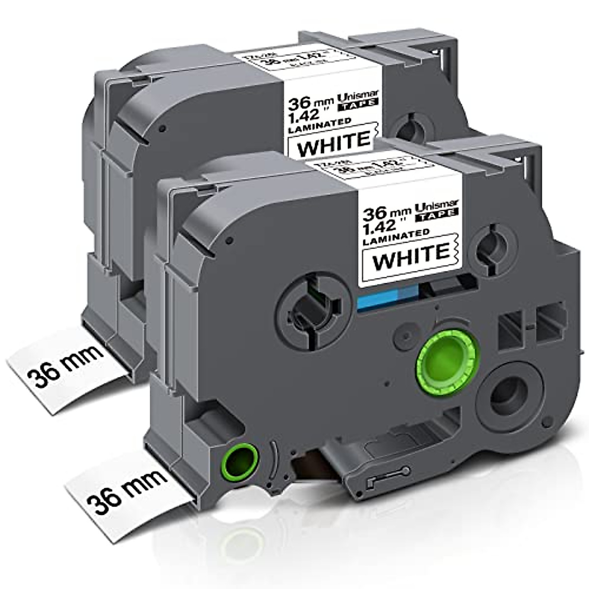 Unismar Wide Label Tape Compatible for Brother Ptouch TZe-261 TZ261 TZe261 36 mm Tape for PT-3600 PT-530 PT-550 PT-9200DX PT-9200PC PT-9700PC, 1 1/2''(1.4'') x 26.2', Black on White 2-Pack