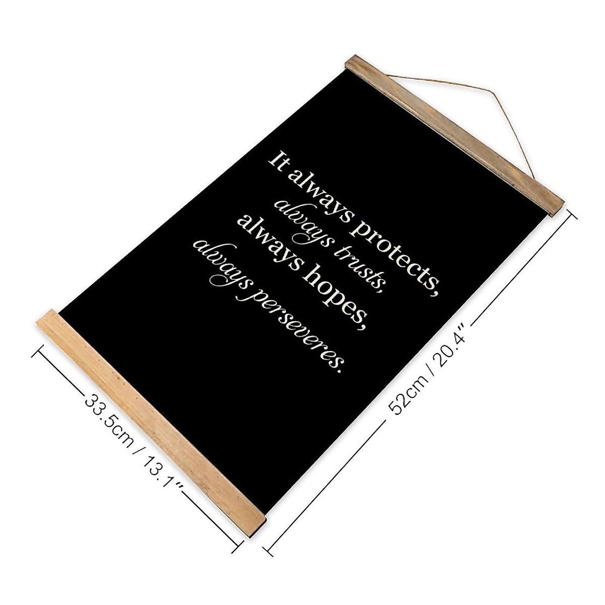 Mousus It Always Protects,always Trusts,always Hopes,always Perseveres Natural Wood Hanger Frame & Canvas Poster Hanging Painting Wall Home Decorative Artwork for Living Room Bedroom Office Holiday Gi