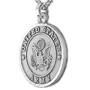 TrueFaithJewelry Sterling Silver United States Army Service Medal with Christ Cross Pendant Necklace, 3/4 Inch