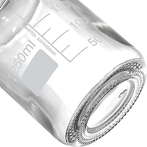 Yopay 10 Pack Media Storage Bottles with GL45 Blue Screw Cap, 250ml Reusable Glass Bottle, Round Scientific Glass Container for Labs, Classrooms or Home Use