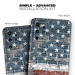 DesignSkinz Vintage USA Flag Protective Vinyl Decal Wrap Skin Cover Compatible with The Samsung Galaxy S20 (Screen Trim & Back Glass Skin)