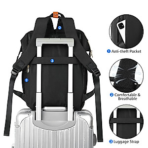 MOMUVO Travel Backpack for Women Laptop Backpack 15.6 Inch,School College Bookbag Work Bag with USB Charging Port,Casual Daypack Teacher Backpack Pink Grey