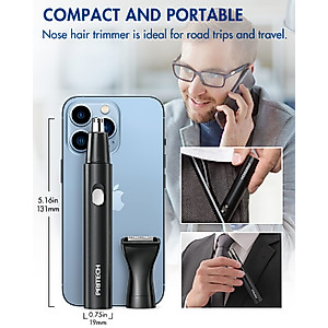 PRITECH Nose Hair Trimmer for Men & Women, Rechargeable, Portable, Washable, Dual-Edge Blades, 245 Days of Use