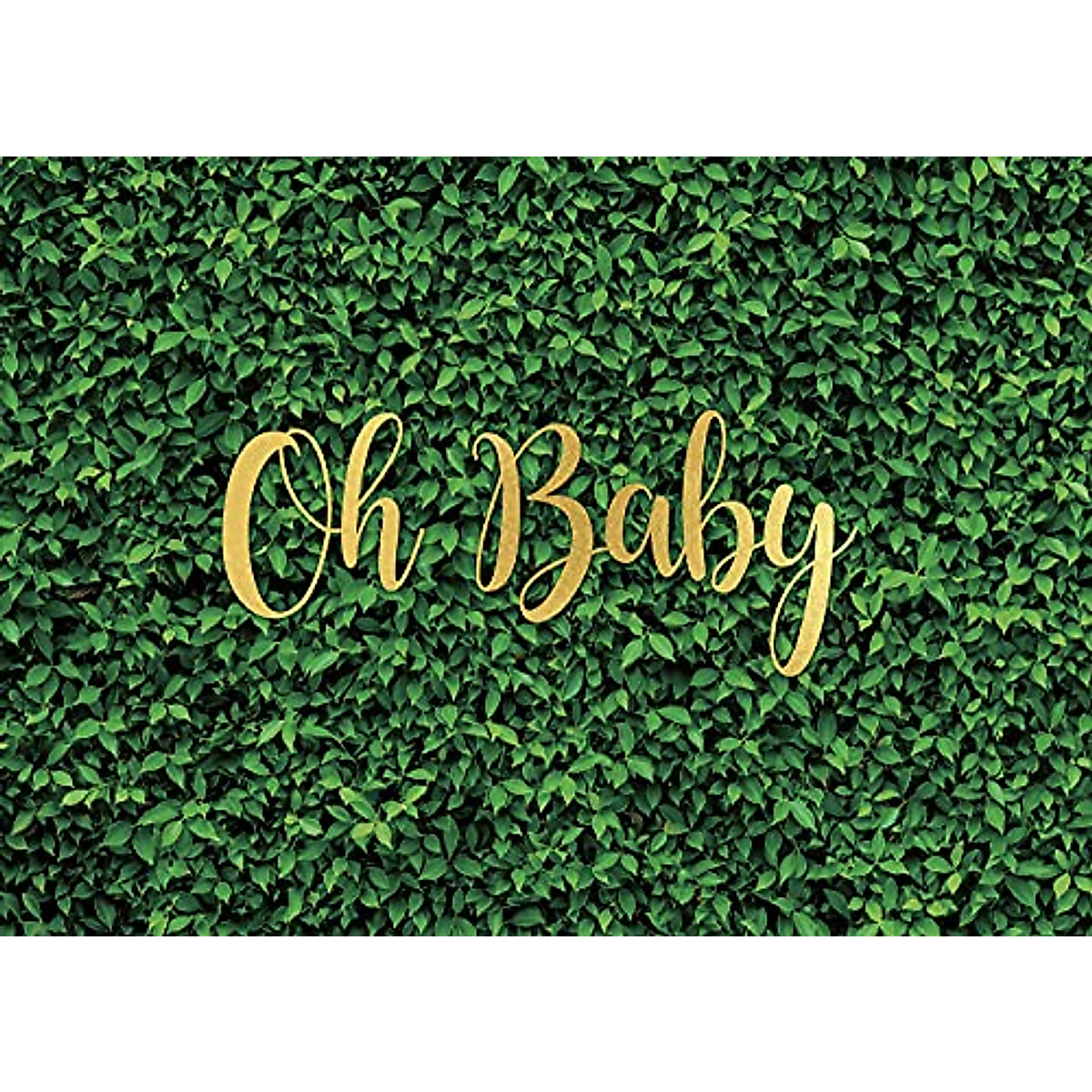 Cenven Oh Baby Green Leaves Wall Backdrop Green Grass Baby Shower Photography Background Baby Newborn Announce Pregnancy Birthday Party Decorations Supplies Photo Studio Props 7x5FT