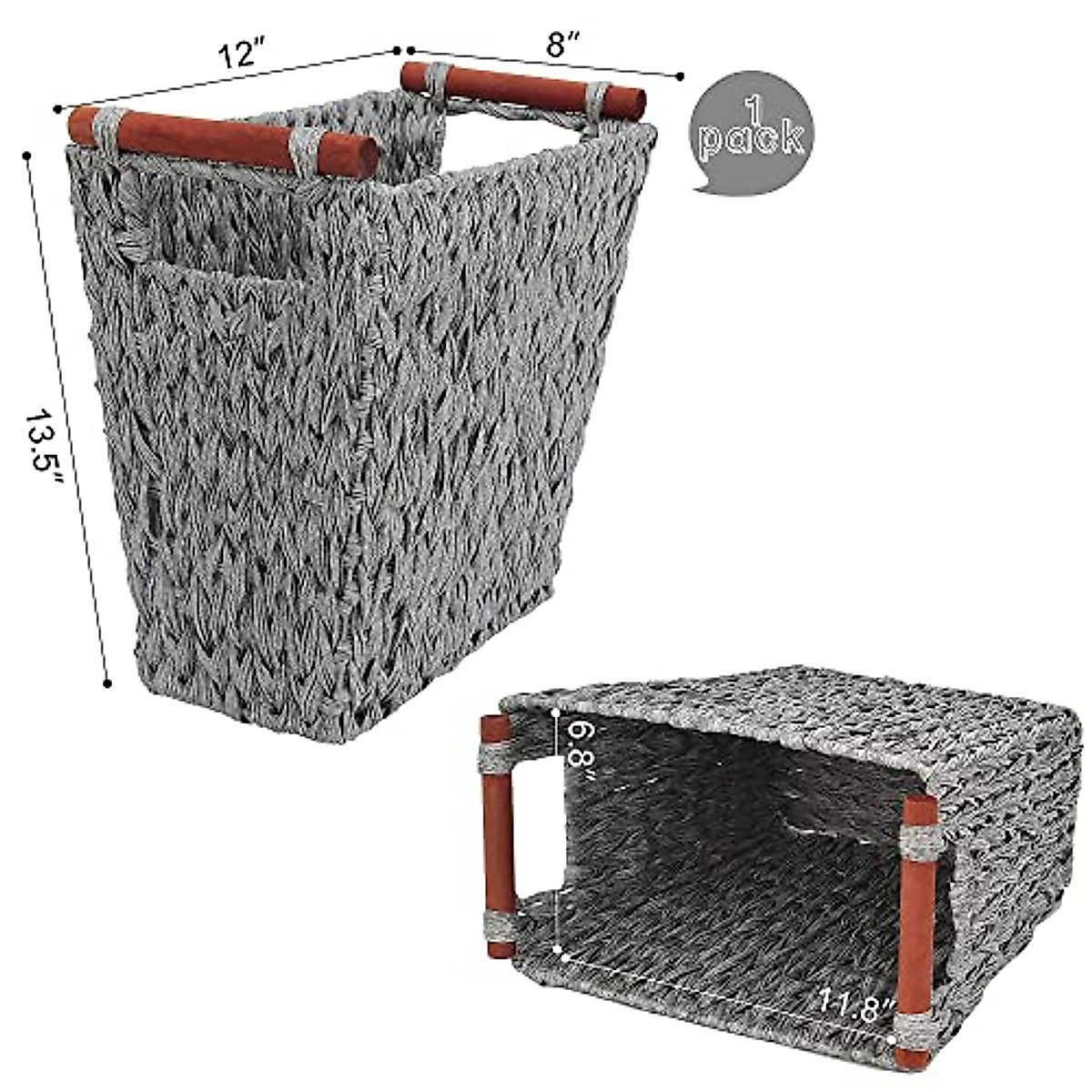 GRANNY SAYS Bundle of 1-Pack Wicker Wastebasket & 1-Pack Wicker Bathroom Wastebaskets