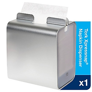 Tork Napkins Napkin Dispenser Image Xpressnap Tabletop Aluminum Napkin Holder for Everyday Use Holds Up To 150 2-Ply Napkins 8.23x7.1x5.91" (HxWxD)