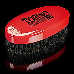 Torino Pro Wave Brush #1000 - By Brush King - Medium Hard Oval Palm/Military 360 Waves Brush Red