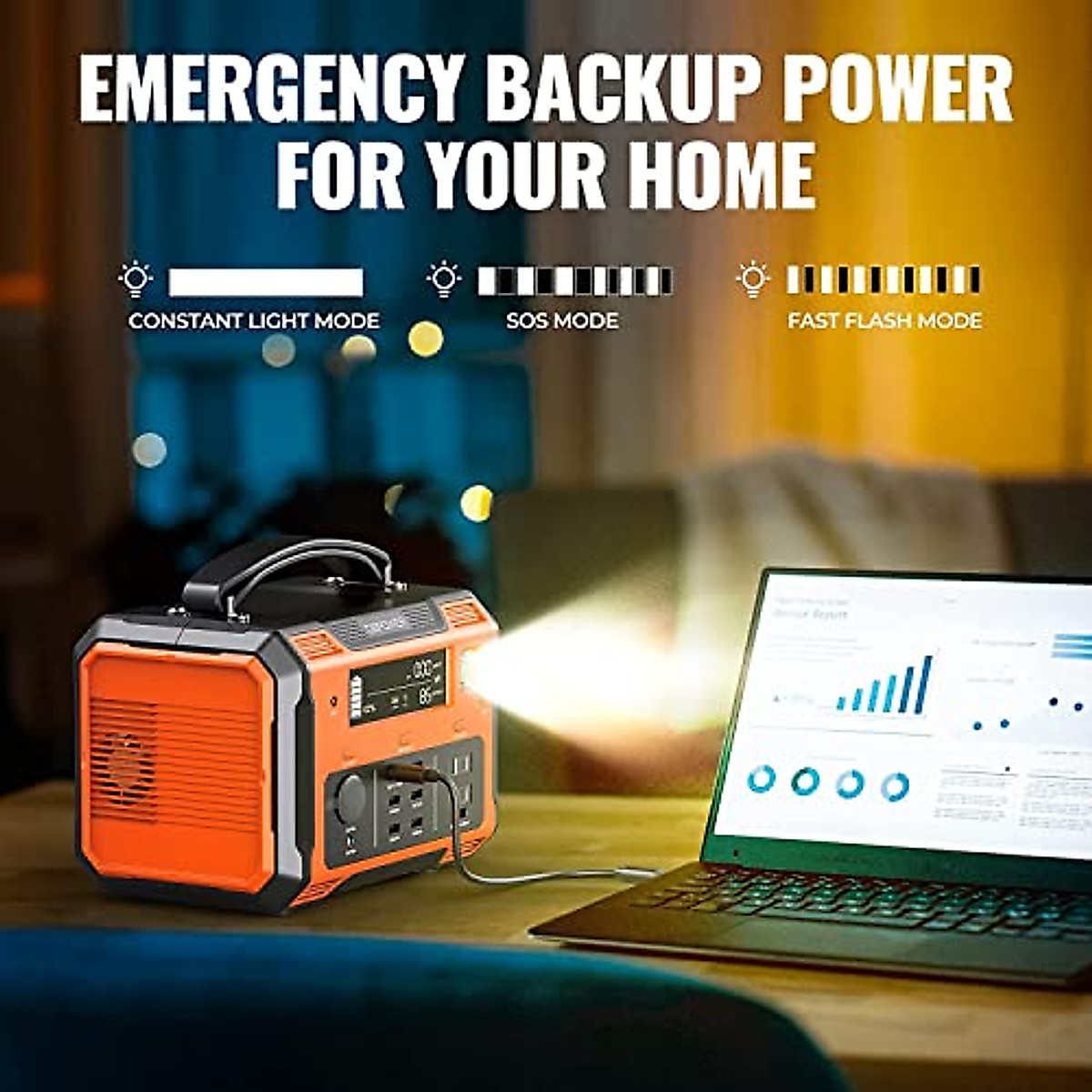 DBPOWER Portable Power Station 505Wh 500W (Peak 1000W) Outdoor Generator Mobile Lithium Battery Pack with 110V AC Outlet (Solar Panel Not Included) SOS LED for Road Trip Camping Outdoor Adventure
