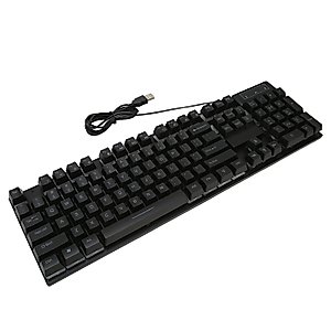 USB Gaming Keyboard, Quick Response Backlit Keyboard 104 Keys Wired One Piece Design High and Low Key Design RGB Lighting Effect for Gaming for Office for Home(H600 black characters-single keyboard)