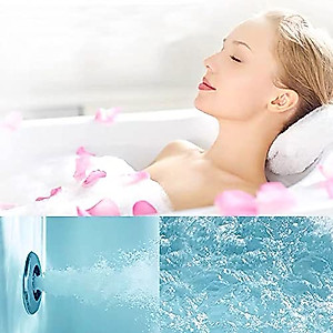 Empava 67 in. Acrylic Freestanding Tub Hydromassage Gracefully Oval Shaped Whirlpool 7 Water Jets Soaking SPA, Single-Ended Massage Bathtub with Pillow
