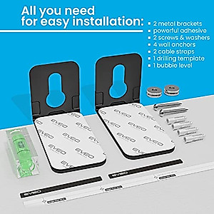 EVEO Universal Soundbar Mount - Heavy Duty & Deep L-Bracket Sound Bar Mount Under TV Or Over, for Samsung, JBL, Bose, Sony, LG, Sonos, Roku & Other Brands - Easy to Install Sound Bar Wall Mount Shelf