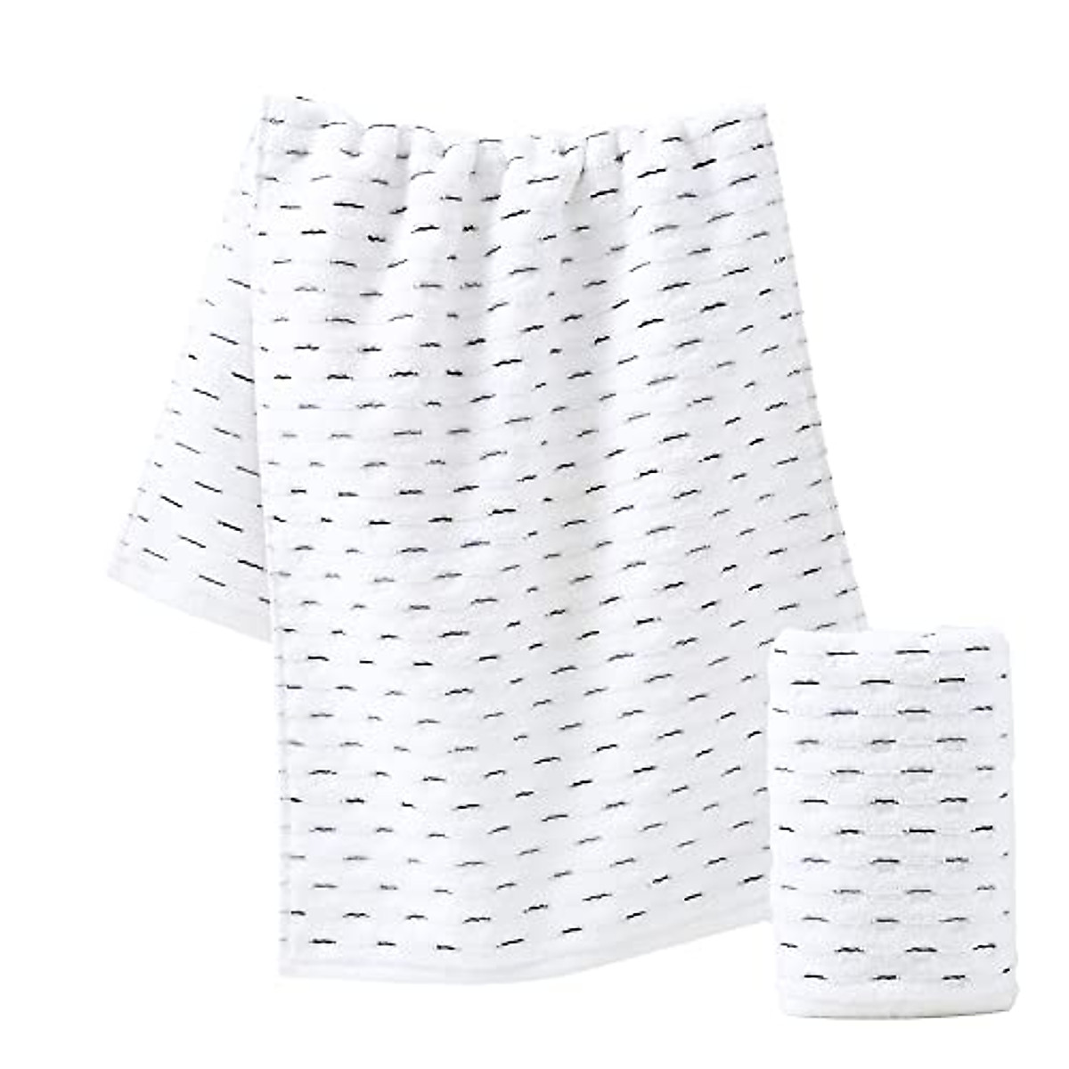 YiLUOMO White Hand Towels Black to Blue Striped Design Super Soft 100% Terry Cotton Highly Absorbent Decorative Hand Towel for Bathroom (13 x 29 Inch, 2 Pieces)