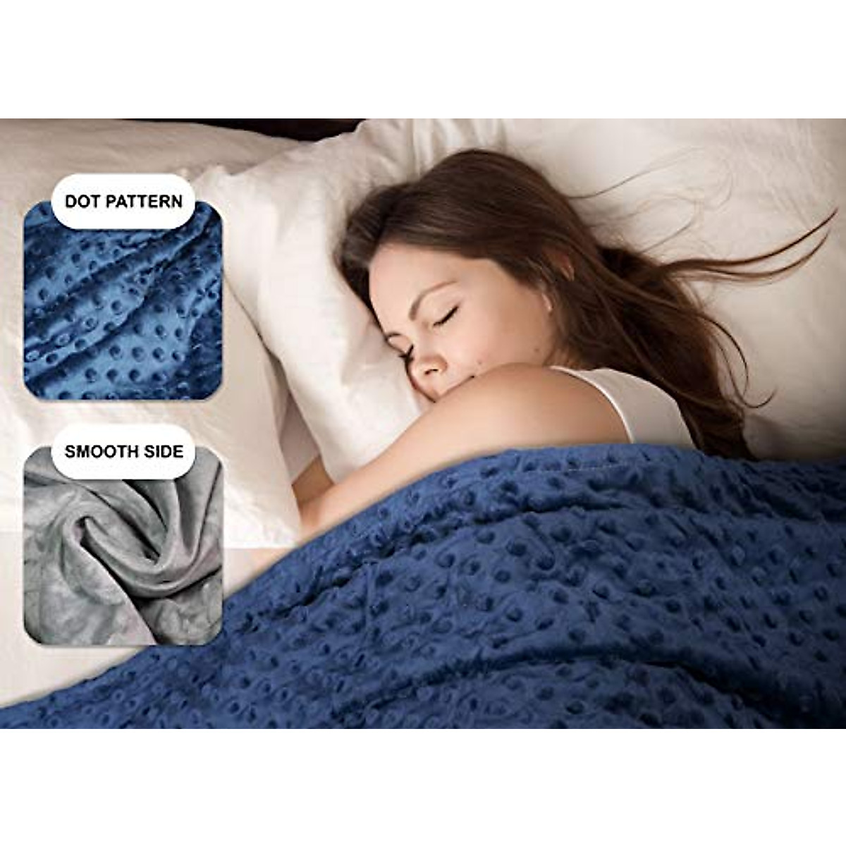 JSO Home Cooling Weighted Blanket 15 Lbs - Full Twin Weighted Blanket for Adults - 48" X 72" Grey W/Blue Minky Duvet