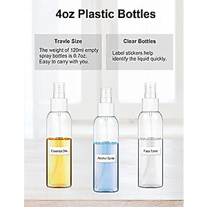 ZLEVEAYN 4oz Plastic Spray Bottles Fine Mist 12 Pack Refillable Empty Travel Size Containers Leak Proof for Toiletries Perfume Essential Oil Alcohol Hair Spray