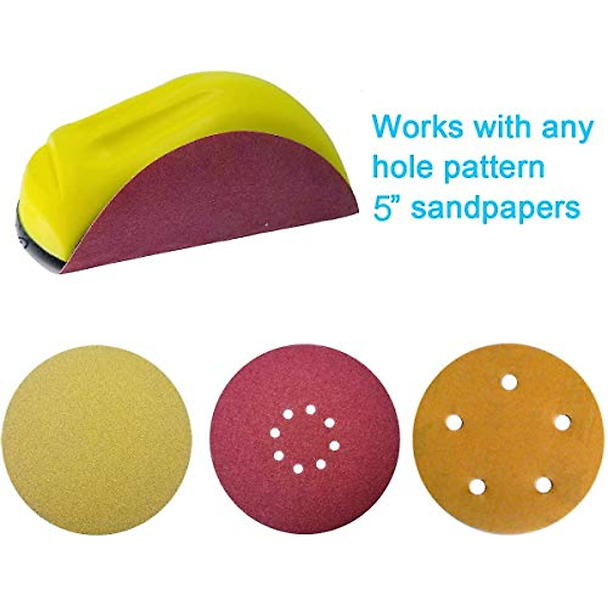 M-jump 5 inch Mouse Hand Sanding Pad Hook and Loop Sanding Block Hook Backing Plate For Woodworking, Furniture Restoration, Home and Automotive Body.