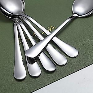 Dinner Spoons, Kyraton 6 Pieces 7.5" Stainless Steel Table Spoon, Soup Spoons, Dessert Spoons Sliverware Dishwasher Safe Set of 6