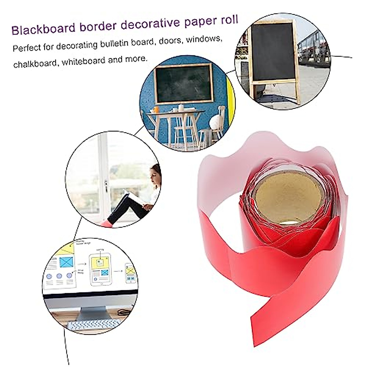 Ciieeo 2pcs Border Decorative Paper Bulletin Board Border White Bulletin Board Paper Border Trim Background Black and Self Adhesive Cork Board White Outfit Desk Paper Cut Paper jam Office