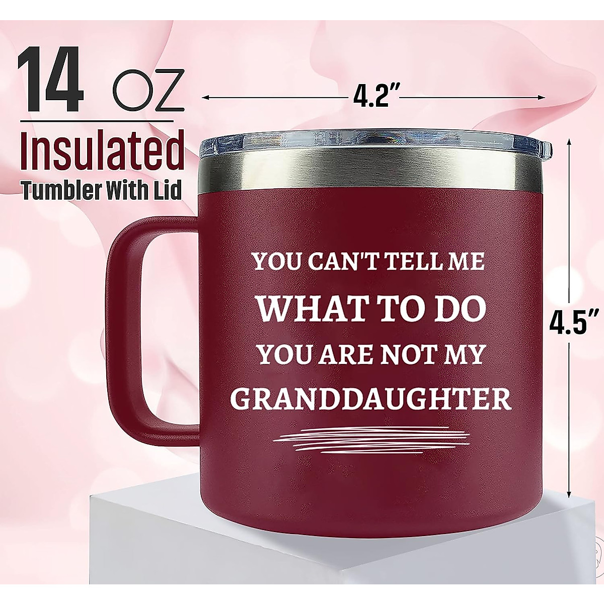 Edizzone 14Oz Mug (You Are Not My Granddaughter) (Bordeaux) Grandma Grandpa Gifts for Christmas - Best Grandma Birthday Gifts - Gifts for Grandma From Granddaughter - Funny Grandmother Christmas Gift