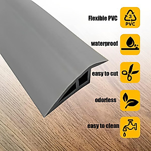 Vinyl-Door-Transition-Threshold-Strip Self-Adhesive, Floor/Carpet-to-Tile-Transition-Strip Reducer, Doorway Edge Trim for Laminate Floor Mat Vinyl Tile (Grey, 36 in)