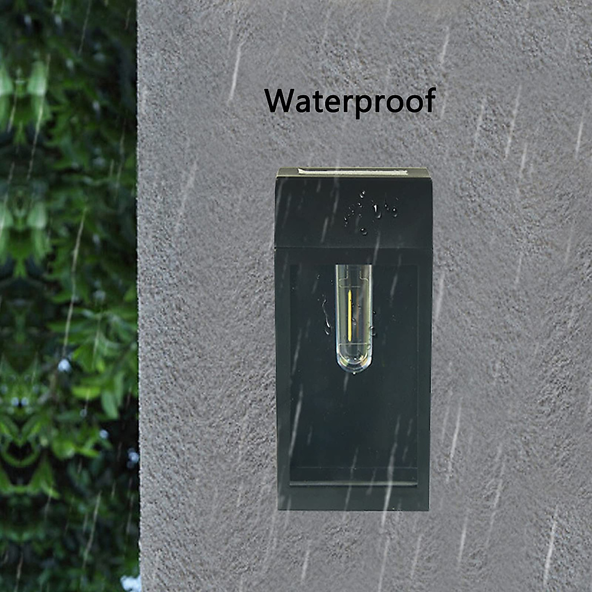 Lxcom Lighting Solar Wall Light Outdoor Solar Deck Lights Solar Powered LED Wall Light Lantern Waterproof Wall Sconce Decorative Solar Fence Lights for Home Garden Lawn, Warm White