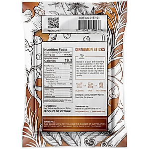 Soeos Cinnamon Sticks, 16 oz (Pack of 1), Cinnamon, Ground Cinnamon, Cinnamon Sticks, 100% Raw, Non-GMO, Kosher Certified, Cinnamon Seasoning Spice for Coffee, Baking, Cooking and Beverages