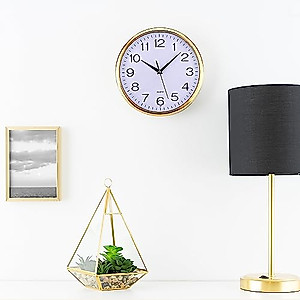 LAIGOO 12 inch Gold Wall Clock Analog, Silent Non-Ticking, Decorative Modern Wall Clock Battery Operated for Living Room Bathroom Bedroom Kitchen Office School