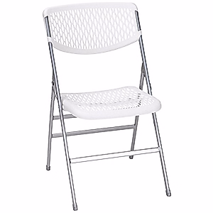 COSCO Ultra Comfort Commercial XL Plastic Folding Chair, 300 lb. Weight Rating, Triple Braced, White, 4-Pack