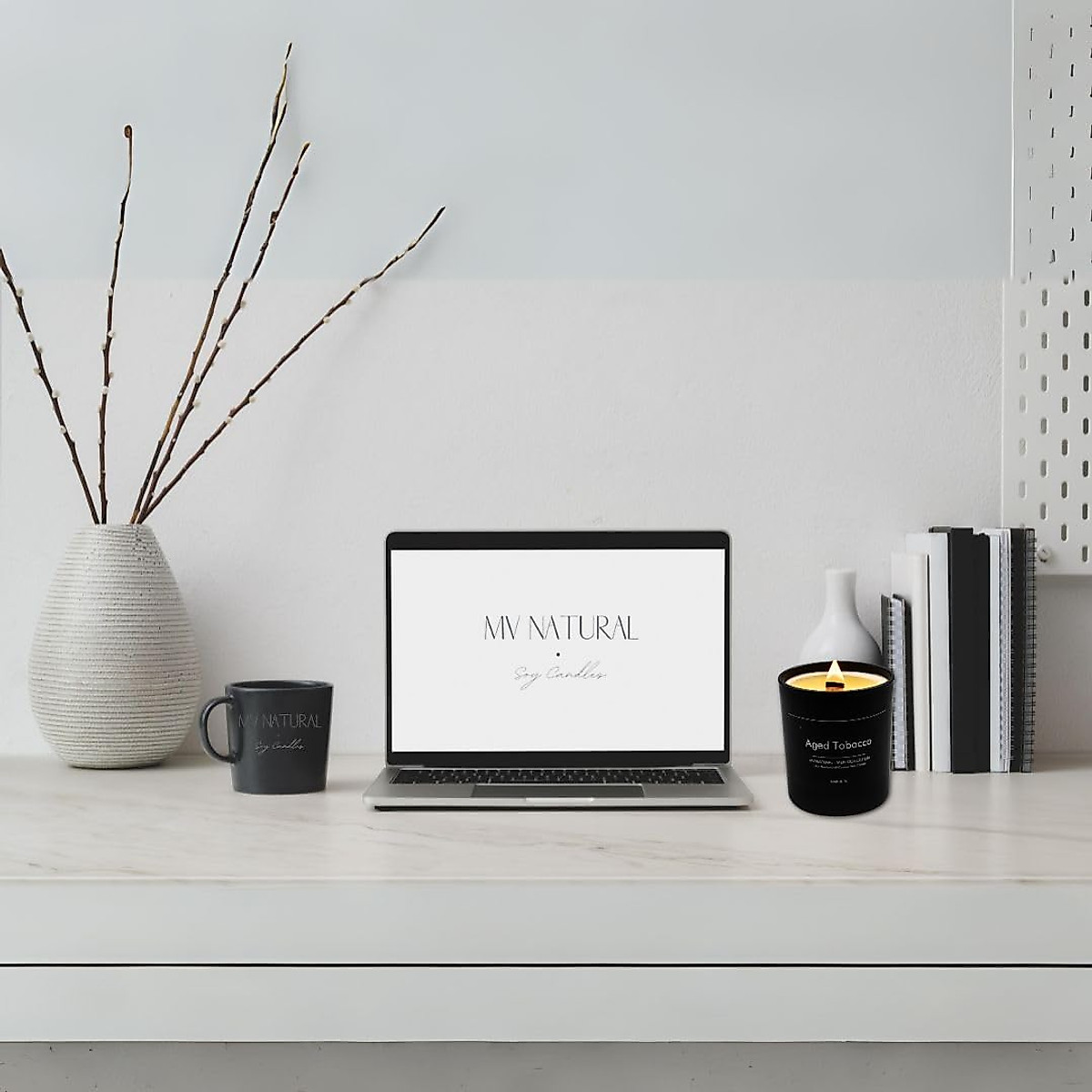 Aged Tobacco Woodwick Handmade Candle | Teakwood + Tobacco Scent | Non-Toxic Ingredients | 10 Oz | Long Lasting Burn