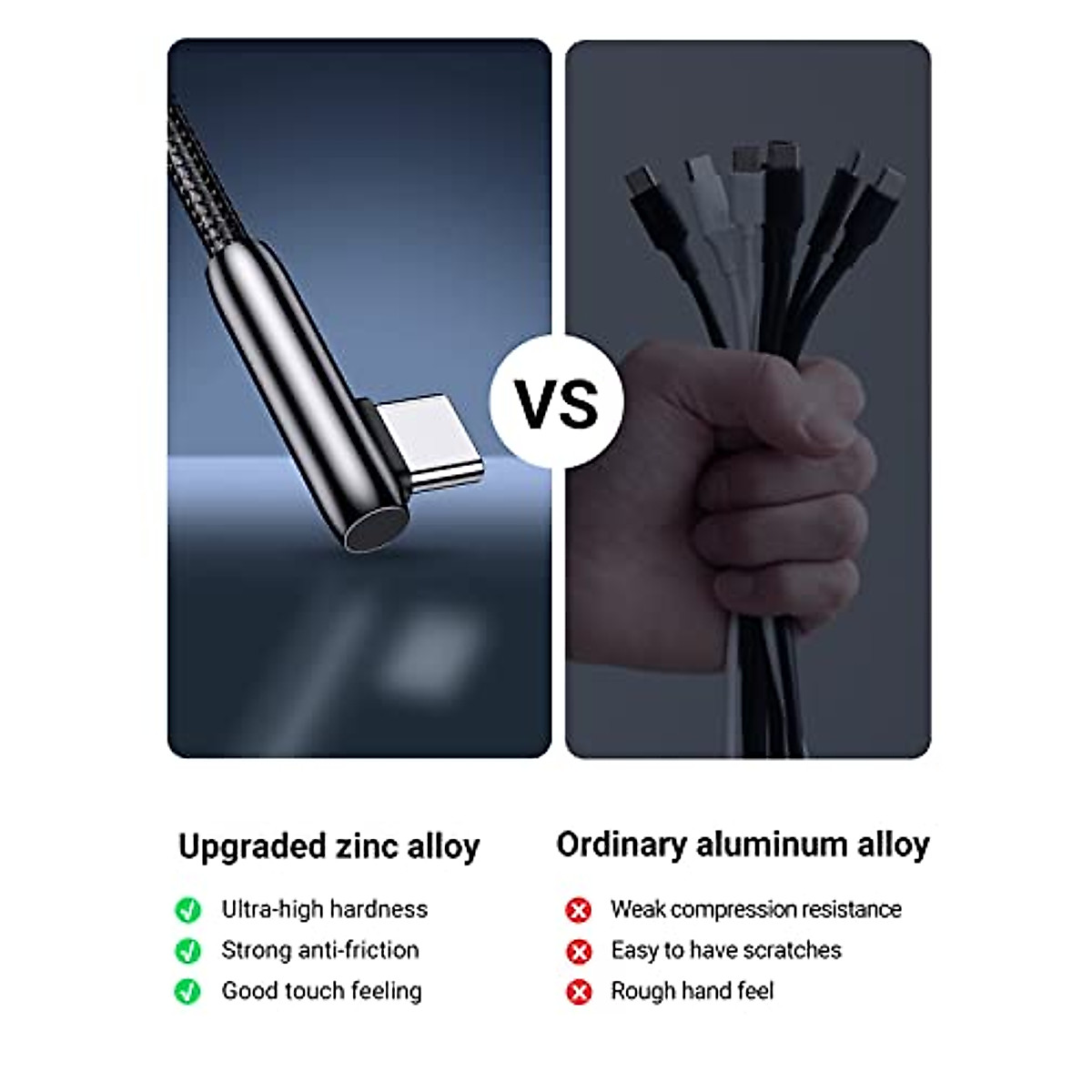 UGREEN USB C Cable Right Angle USB A to USB C Cable Braided Cord Compatible with iPad Pro, Air, Pixel, Galaxy S10 S10+ A13, Honor Note 20, LG V60/50, etc.3.3FT